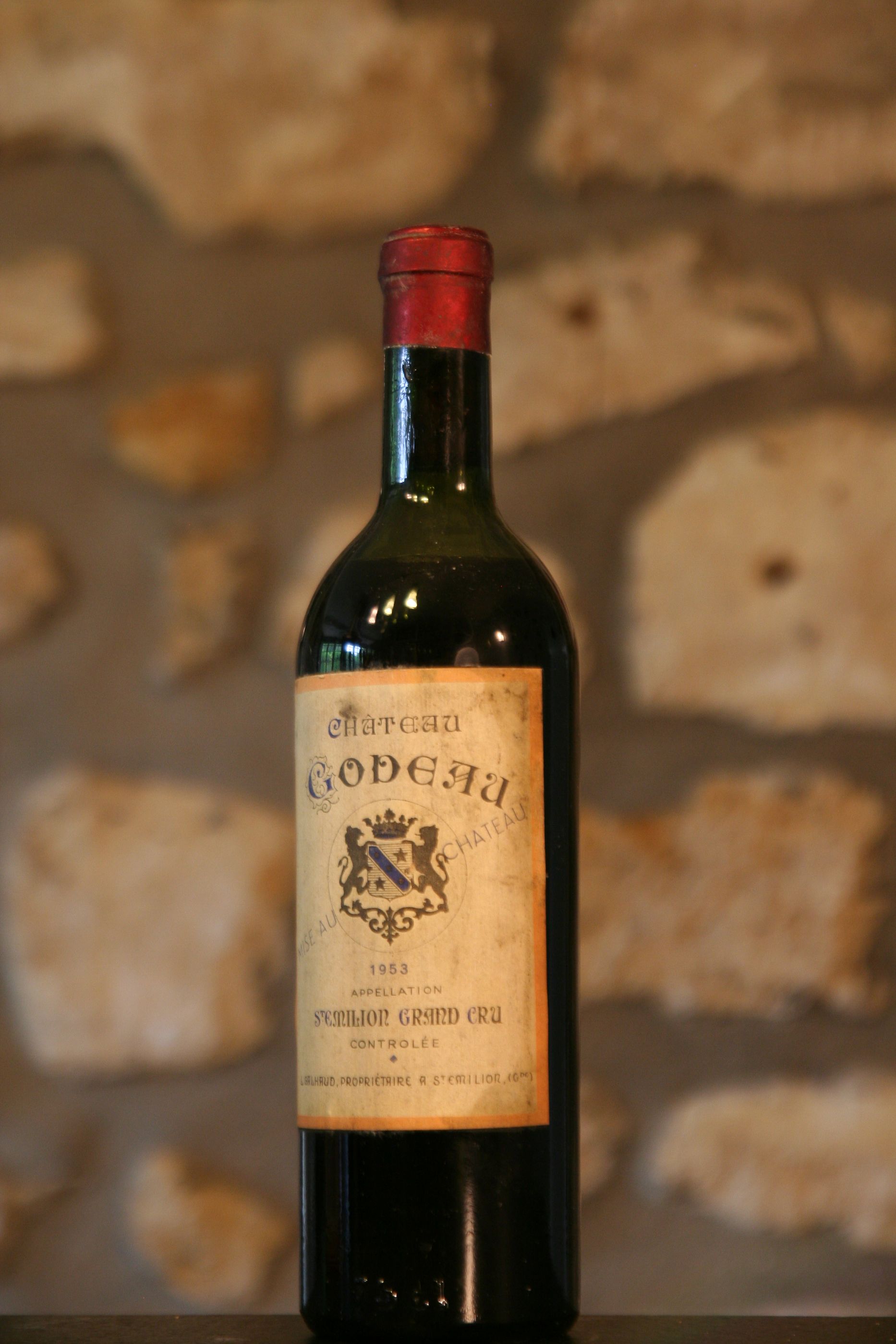 Vin Vin rouge, Château Godeau 1953, Vente Vins St Emilion grand cru